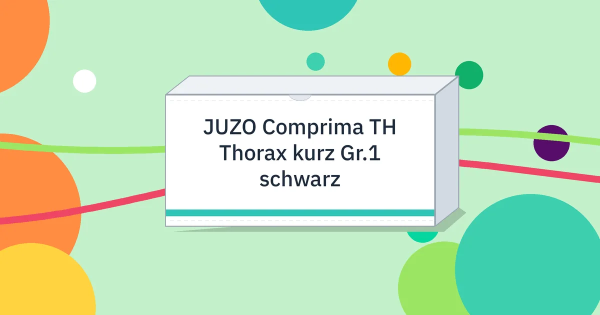 Symbolbild: Packung mit der Aufschrift JUZO Comprima TH Thorax kurz Gr.1 schwarz (PZN 20782097) – Verfügbarkeit und Bezug in Apotheken in Frankfurt am Main