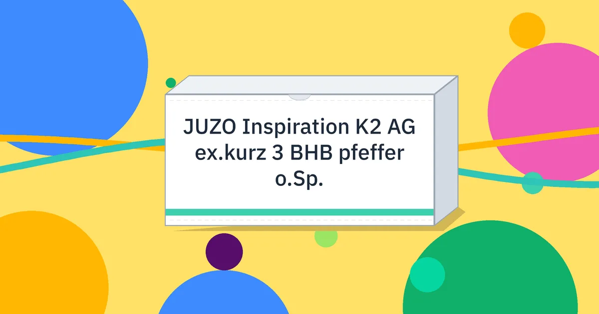 Symbolbild: Packung mit der Aufschrift JUZO Inspiration K2 AG ex.kurz 3 BHB pfeffer o.Sp. (PZN 14835955) – Verfügbarkeit und Bezug in Apotheken in Frankfurt am Main