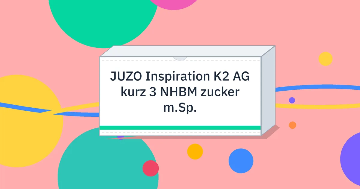 Symbolbild: Packung mit der Aufschrift JUZO Inspiration K2 AG kurz 3 NHBM zucker m.Sp. (PZN 14948889) – Verfügbarkeit und Bezug in Apotheken in Frankfurt am Main