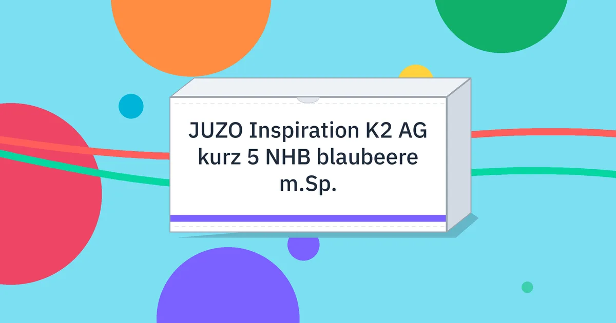 Symbolbild: Packung mit der Aufschrift JUZO Inspiration K2 AG kurz 5 NHB blaubeere m.Sp. (PZN 14949618) – Verfügbarkeit und Bezug in Apotheken in Frankfurt am Main