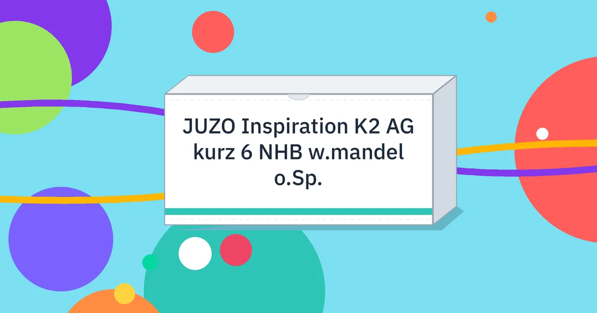 Symbolbild: Packung mit der Aufschrift JUZO Inspiration K2 AG kurz 6 NHB w.mandel o.Sp. (PZN 14950403) – Verfügbarkeit und Bezug in Apotheken in Frankfurt am Main