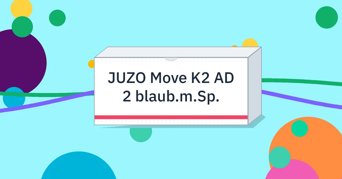 Symbolbild: Packung mit der Aufschrift JUZO Move K2 AD 2 blaub.m.Sp. (PZN 18538846) – Verfügbarkeit und Bezug in Apotheken in Frankfurt am Main