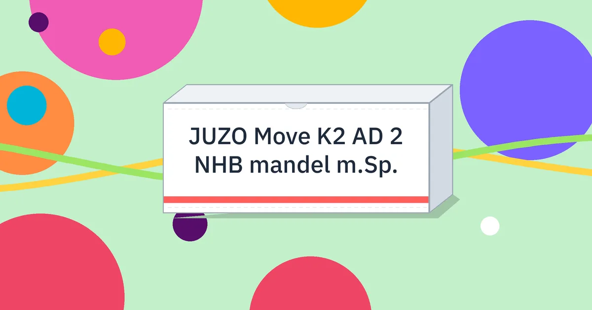 Symbolbild: Packung mit der Aufschrift JUZO Move K2 AD 2 NHB mandel m.Sp. (PZN 16339924) – Verfügbarkeit und Bezug in Apotheken in Frankfurt am Main