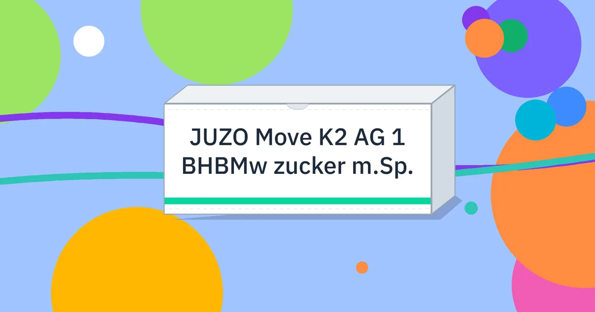 Symbolbild: Packung mit der Aufschrift JUZO Move K2 AG 1 BHBMw zucker m.Sp. (PZN 18524755) – Verfügbarkeit und Bezug in Apotheken in Frankfurt am Main
