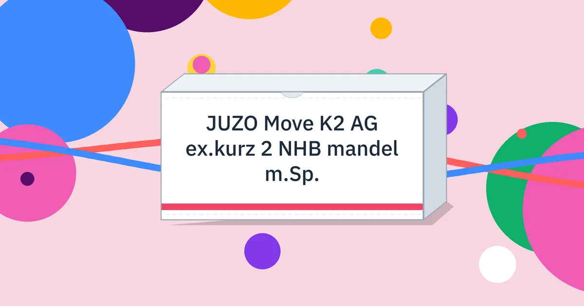 Symbolbild: Packung mit der Aufschrift JUZO Move K2 AG ex.kurz 2 NHB mandel m.Sp. (PZN 16637314) – Verfügbarkeit und Bezug in Apotheken in Frankfurt am Main