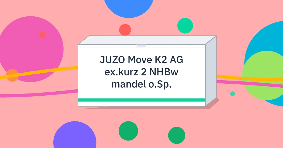 Symbolbild: Packung mit der Aufschrift JUZO Move K2 AG ex.kurz 2 NHBw mandel o.Sp. (PZN 16641149) – Verfügbarkeit und Bezug in Apotheken in Frankfurt am Main