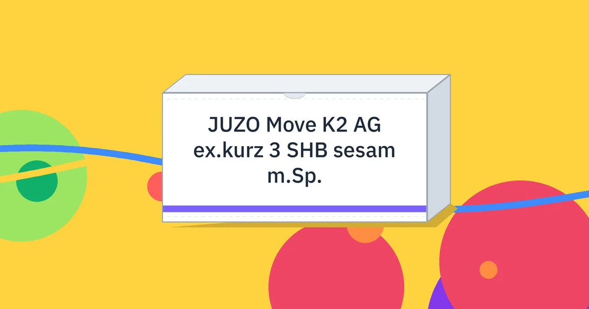 Symbolbild: Packung mit der Aufschrift JUZO Move K2 AG ex.kurz 3 SHB sesam m.Sp. (PZN 18531933) – Verfügbarkeit und Bezug in Apotheken in Frankfurt am Main