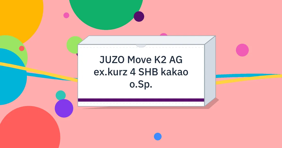 Symbolbild: Packung mit der Aufschrift JUZO Move K2 AG ex.kurz 4 SHB kakao o.Sp. (PZN 18565613) – Verfügbarkeit und Bezug in Apotheken in Frankfurt am Main