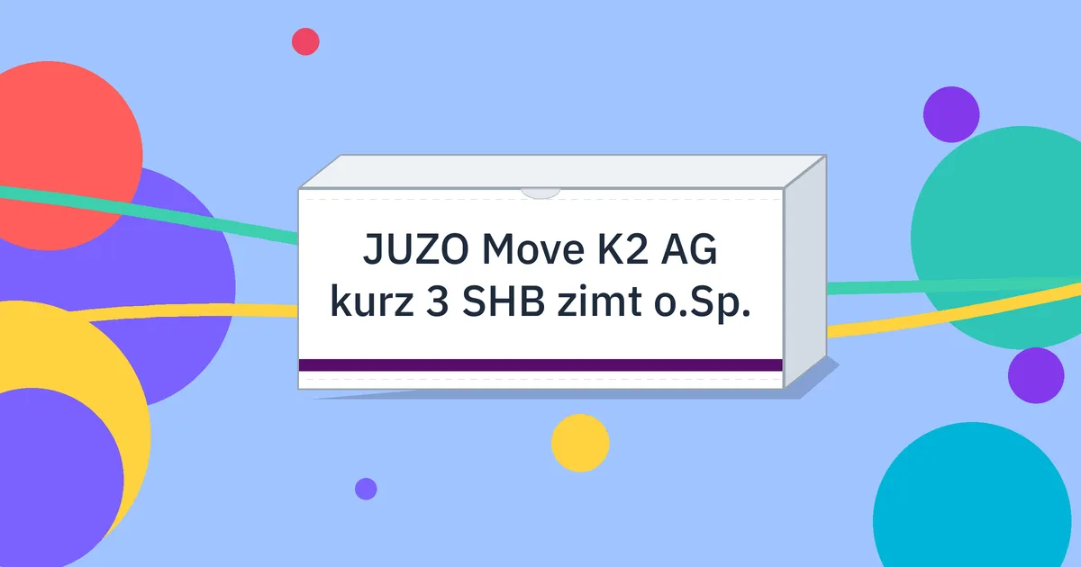 Symbolbild: Packung mit der Aufschrift JUZO Move K2 AG kurz 3 SHB zimt o.Sp. (PZN 18529882) – Verfügbarkeit und Bezug in Apotheken in Frankfurt am Main