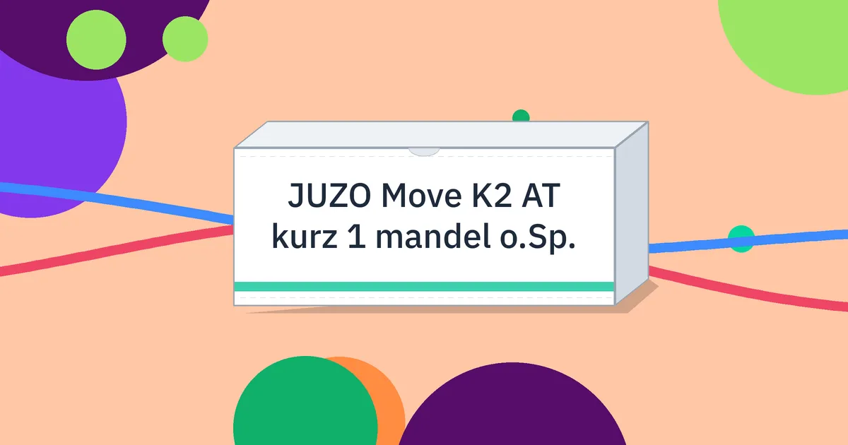 Symbolbild: Packung mit der Aufschrift JUZO Move K2 AT kurz 1 mandel o.Sp. (PZN 20675504) – Verfügbarkeit und Bezug in Apotheken in Frankfurt am Main