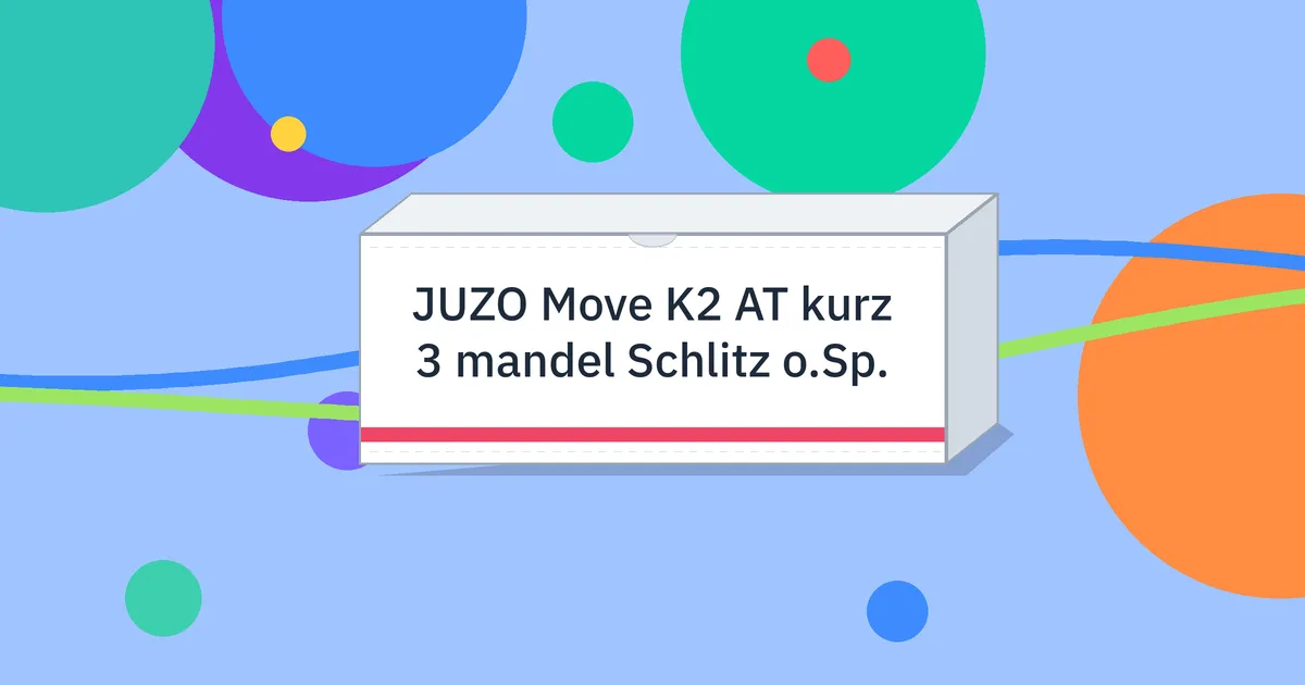 Symbolbild: Packung mit der Aufschrift JUZO Move K2 AT kurz 3 mandel Schlitz o.Sp. (PZN 20676573) – Verfügbarkeit und Bezug in Apotheken in Frankfurt am Main