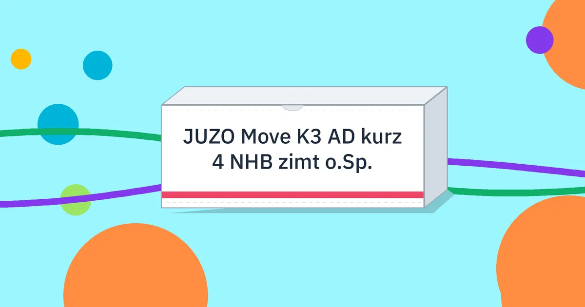 Symbolbild: Packung mit der Aufschrift JUZO Move K3 AD kurz 4 NHB zimt o.Sp. (PZN 18568793) – Verfügbarkeit und Bezug in Apotheken in Frankfurt am Main