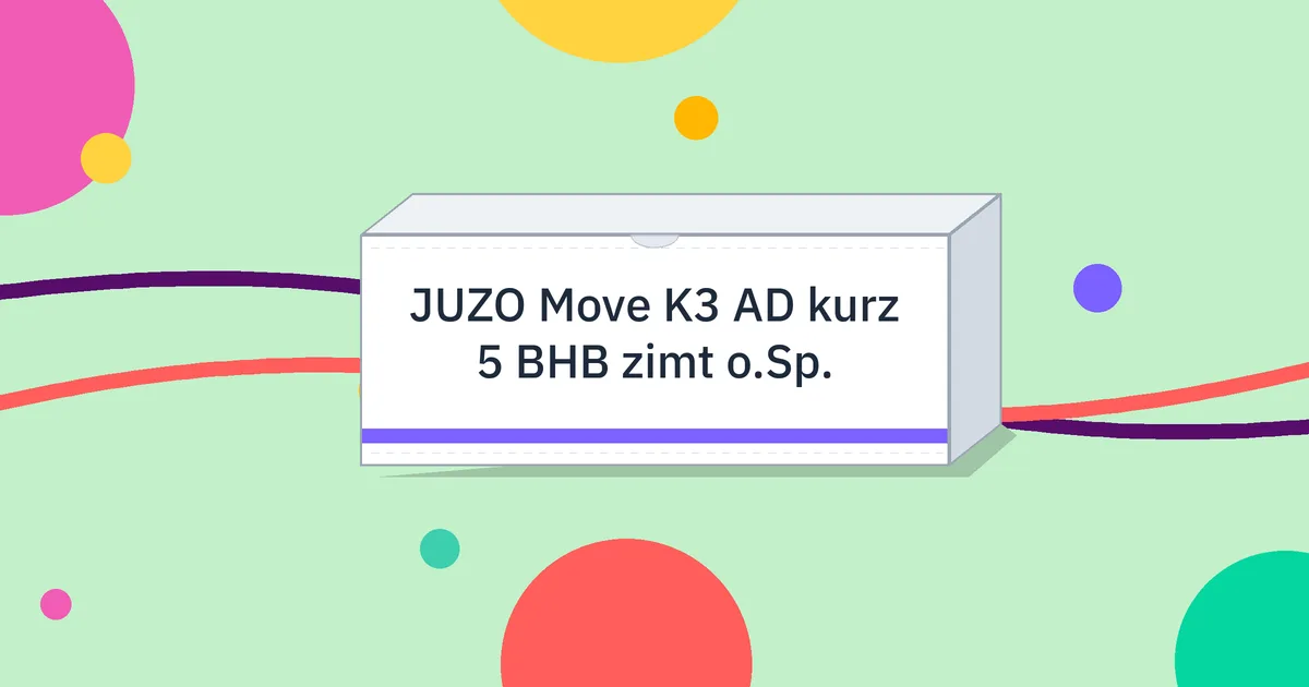Symbolbild: Packung mit der Aufschrift JUZO Move K3 AD kurz 5 BHB zimt o.Sp. (PZN 18569048) – Verfügbarkeit und Bezug in Apotheken in Frankfurt am Main