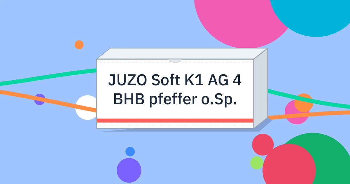 Symbolbild: Packung mit der Aufschrift JUZO Soft K1 AG 4 BHB pfeffer o.Sp. (PZN 14821344) – Verfügbarkeit und Bezug in Apotheken in Frankfurt am Main