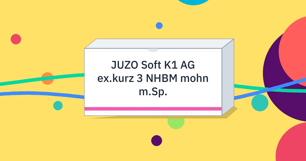 Symbolbild: Packung mit der Aufschrift JUZO Soft K1 AG ex.kurz 3 NHBM mohn m.Sp. (PZN 15017348) – Verfügbarkeit und Bezug in Apotheken in Frankfurt am Main