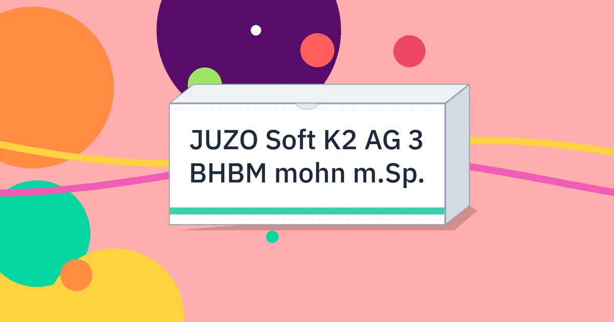 Symbolbild: Packung mit der Aufschrift JUZO Soft K2 AG 3 BHBM mohn m.Sp. (PZN 14859186) – Verfügbarkeit und Bezug in Apotheken in Frankfurt am Main