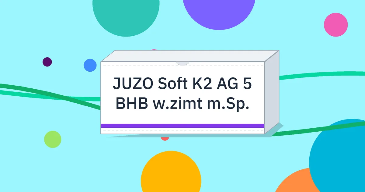 Symbolbild: Packung mit der Aufschrift JUZO Soft K2 AG 5 BHB w.zimt m.Sp. (PZN 14840666) – Verfügbarkeit und Bezug in Apotheken in Frankfurt am Main