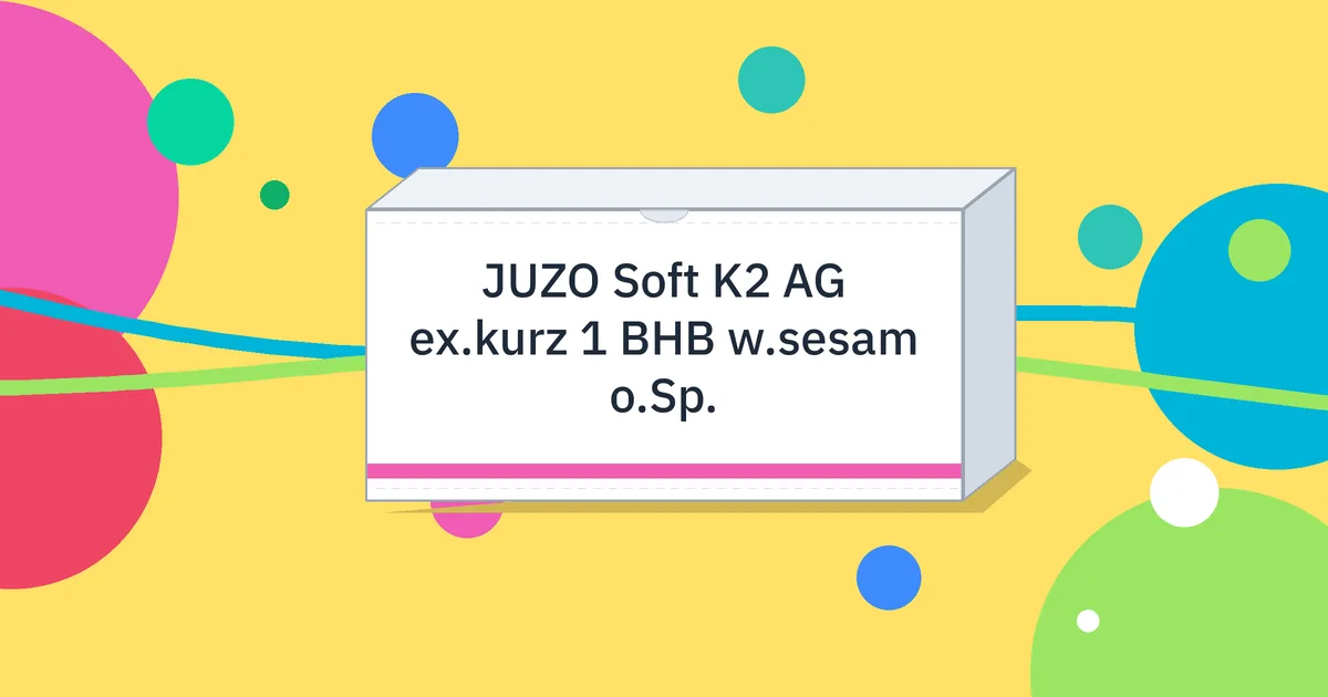 Symbolbild: Packung mit der Aufschrift JUZO Soft K2 AG ex.kurz 1 BHB w.sesam o.Sp. (PZN 14843989) – Verfügbarkeit und Bezug in Apotheken in Frankfurt am Main