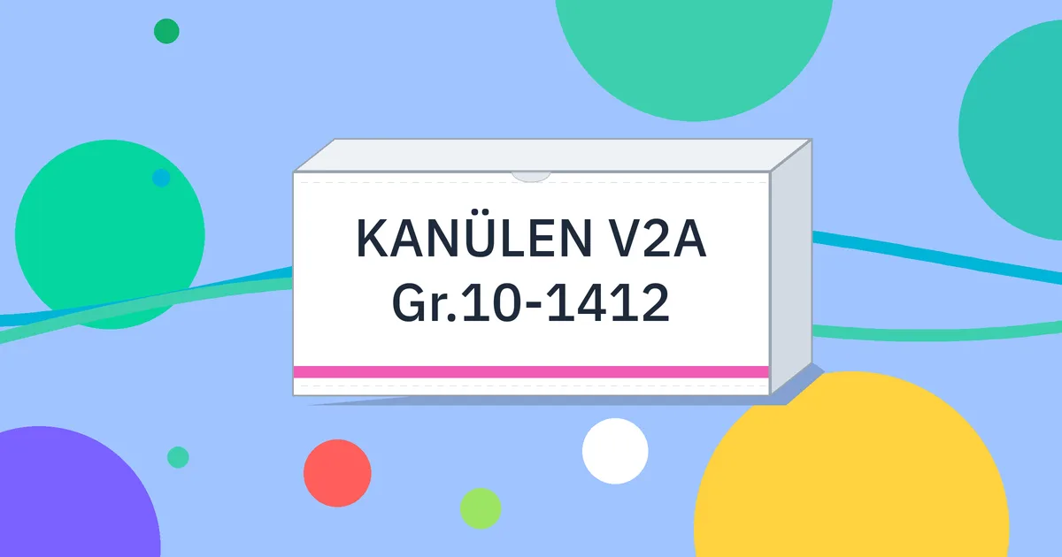 Symbolbild: Packung mit der Aufschrift KANÜLEN V2A Gr.10-1412 (PZN 01963746) – Verfügbarkeit und Bezug in Apotheken in Frankfurt am Main
