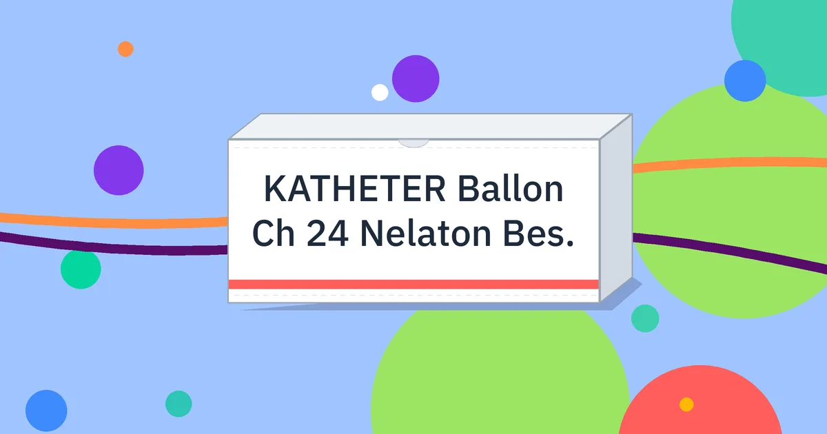 Symbolbild: Packung mit der Aufschrift KATHETER Ballon Ch 24 Nelaton Bes. (PZN 02441292) – Verfügbarkeit und Bezug in Apotheken in Frankfurt am Main