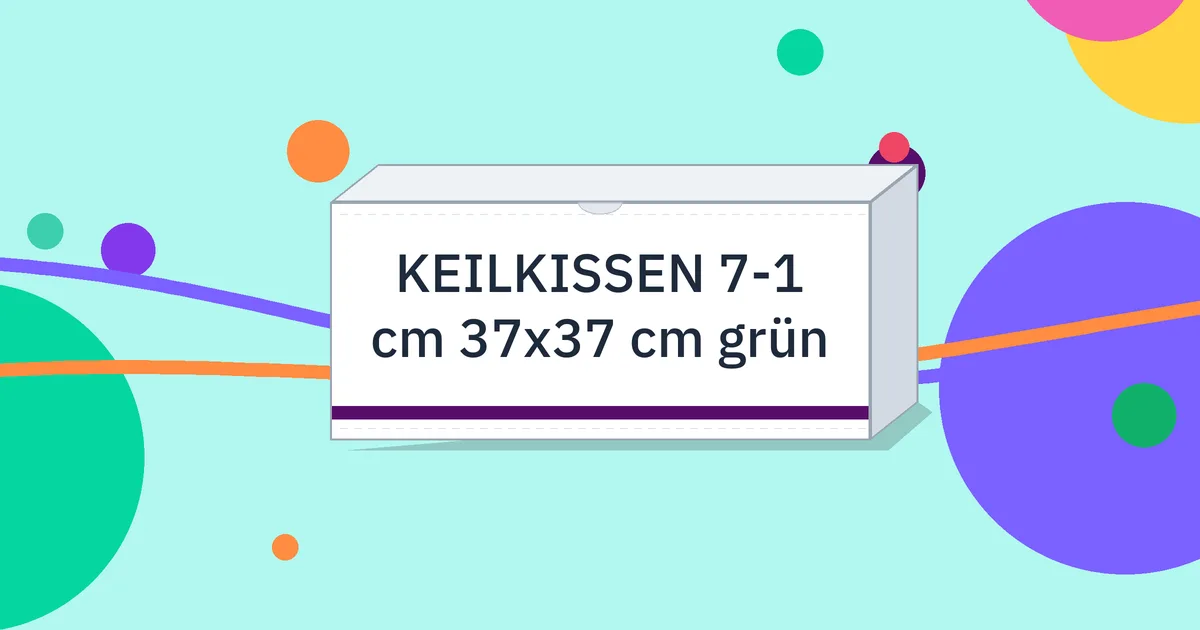 Symbolbild: Packung mit der Aufschrift KEILKISSEN 7-1 cm 37x37 cm grün (PZN 10075559) – Verfügbarkeit und Bezug in Apotheken in Frankfurt am Main