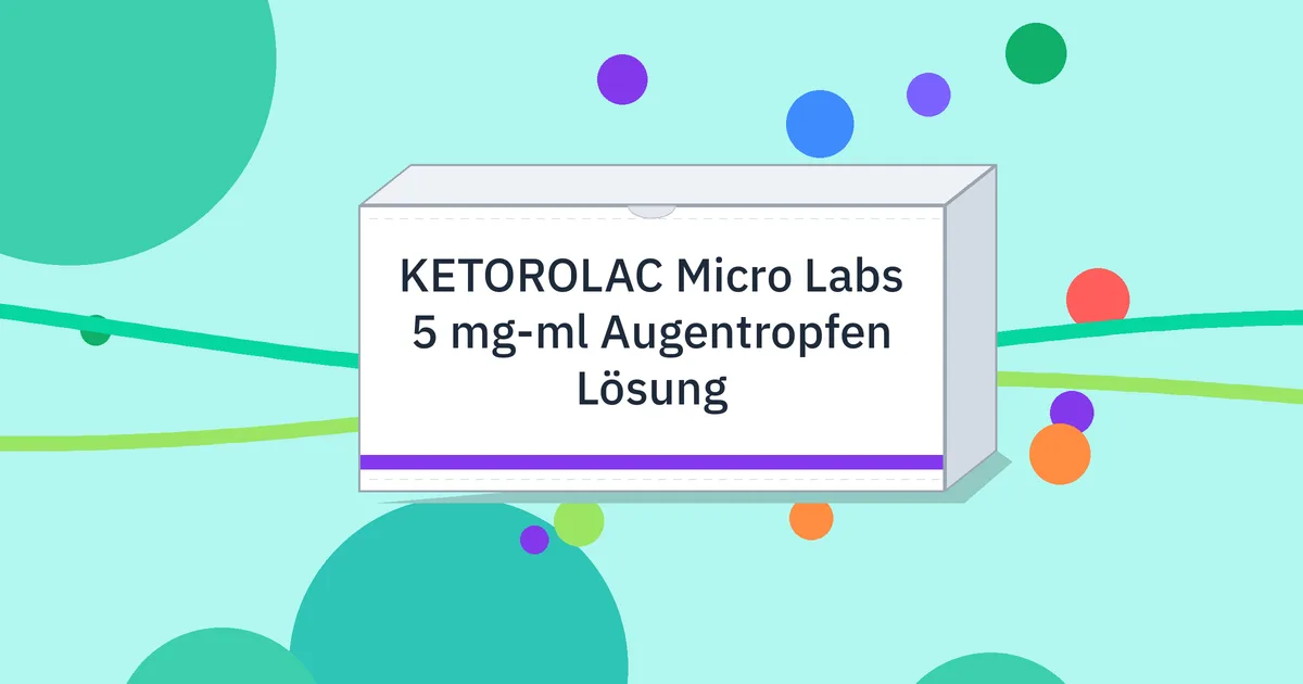 Symbolbild: Packung mit der Aufschrift KETOROLAC Micro Labs 5 mg-ml Augentropfen Lösung (PZN 14175246) – Verfügbarkeit und Bezug in Apotheken in Frankfurt am Main