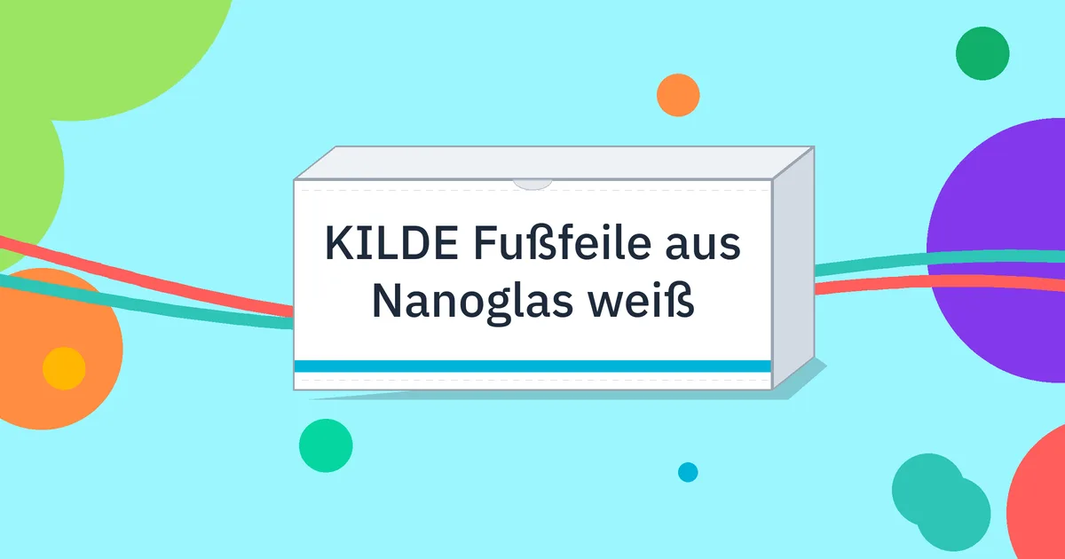Symbolbild: Packung mit der Aufschrift KILDE Fußfeile aus Nanoglas weiß (PZN 20823324) – Verfügbarkeit und Bezug in Apotheken in Frankfurt am Main