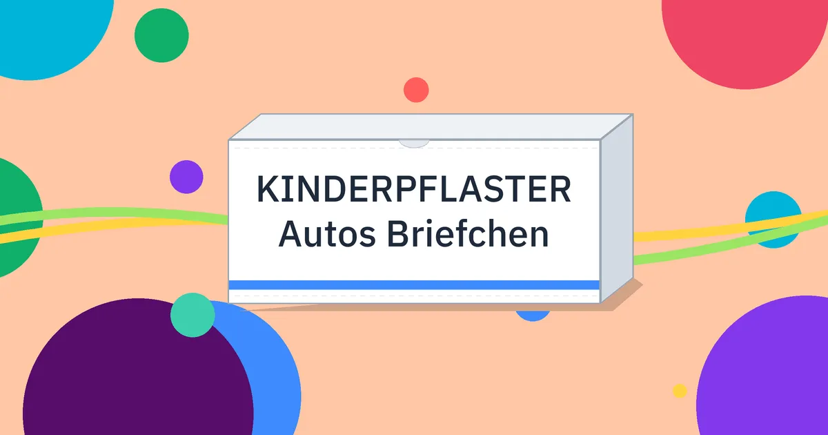 Symbolbild: Packung mit der Aufschrift KINDERPFLASTER Autos Briefchen (PZN 19405372) – Verfügbarkeit und Bezug in Apotheken in Frankfurt am Main