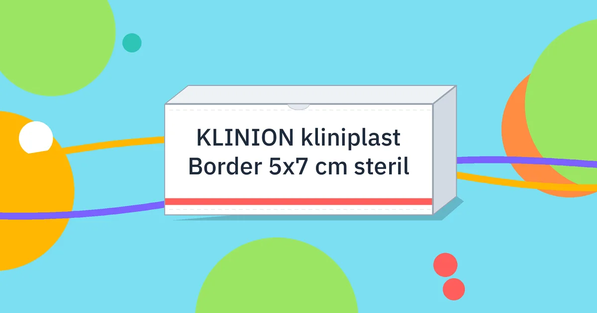 Symbolbild: Packung mit der Aufschrift KLINION kliniplast Border 5x7 cm steril (PZN 19519704) – Verfügbarkeit und Bezug in Apotheken in Frankfurt am Main