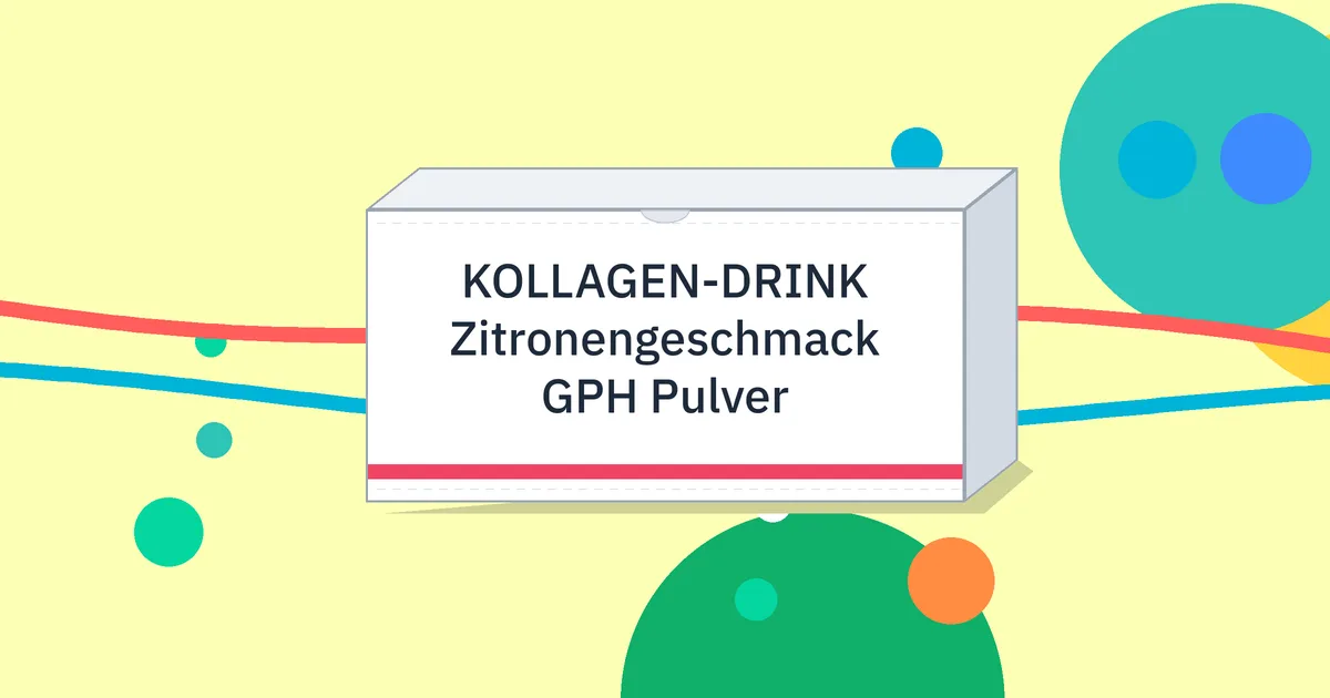 Symbolbild: Packung mit der Aufschrift KOLLAGEN-DRINK Zitronengeschmack GPH Pulver (PZN 19207169) – Verfügbarkeit und Bezug in Apotheken in Frankfurt am Main