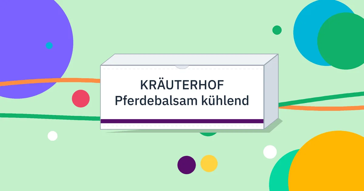 Symbolbild: Packung mit der Aufschrift KRÄUTERHOF Pferdebalsam kühlend (PZN 14412522) – Verfügbarkeit und Bezug in Apotheken in Frankfurt am Main
