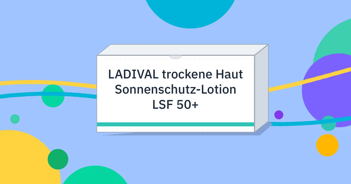 Symbolbild: Packung mit der Aufschrift LADIVAL trockene Haut Sonnenschutz-Lotion LSF 50+ (PZN 19099389) – Verfügbarkeit und Bezug in Apotheken in Frankfurt am Main