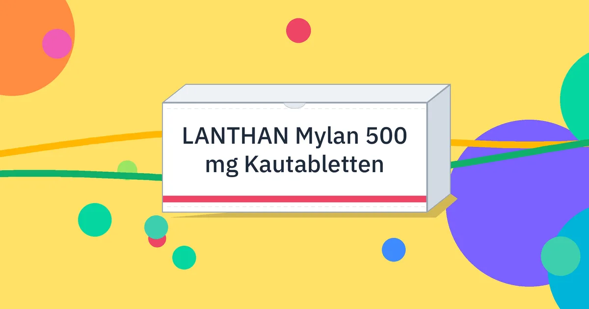 Symbolbild: Packung mit der Aufschrift LANTHAN Mylan 500 mg Kautabletten (PZN 17167773) – Verfügbarkeit und Bezug in Apotheken in Frankfurt am Main