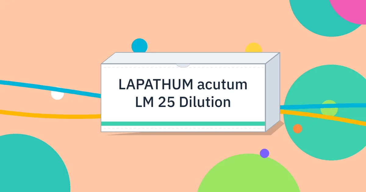 Symbolbild: Packung mit der Aufschrift LAPATHUM acutum LM 25 Dilution (PZN 13522852) – Verfügbarkeit und Bezug in Apotheken in Frankfurt am Main