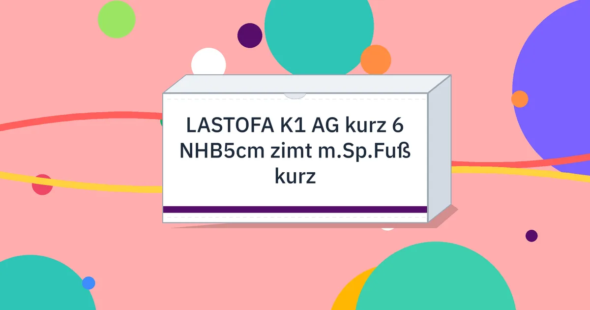Symbolbild: Packung mit der Aufschrift LASTOFA K1 AG kurz 6 NHB5cm zimt m.Sp.Fuß kurz (PZN 13794183) – Verfügbarkeit und Bezug in Apotheken in Frankfurt am Main