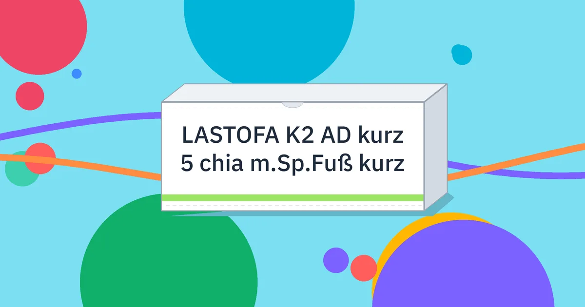 Symbolbild: Packung mit der Aufschrift LASTOFA K2 AD kurz 5 chia m.Sp.Fuß kurz (PZN 13800877) – Verfügbarkeit und Bezug in Apotheken in Frankfurt am Main