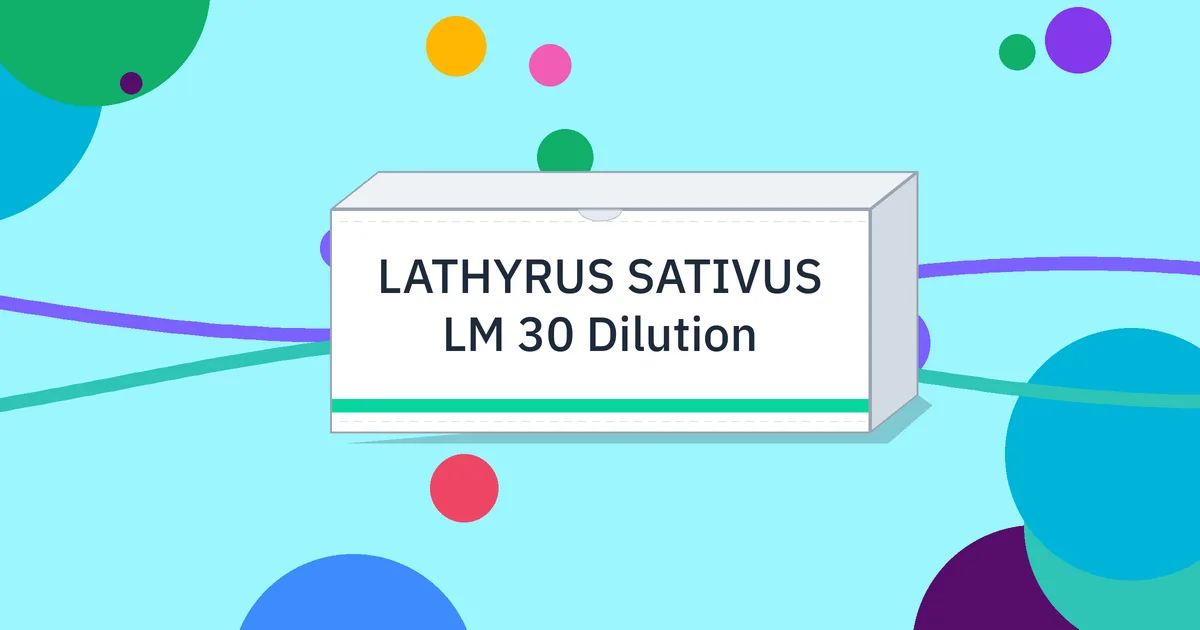 Symbolbild: Packung mit der Aufschrift LATHYRUS SATIVUS LM 30 Dilution (PZN 13523797) – Verfügbarkeit und Bezug in Apotheken in Frankfurt am Main