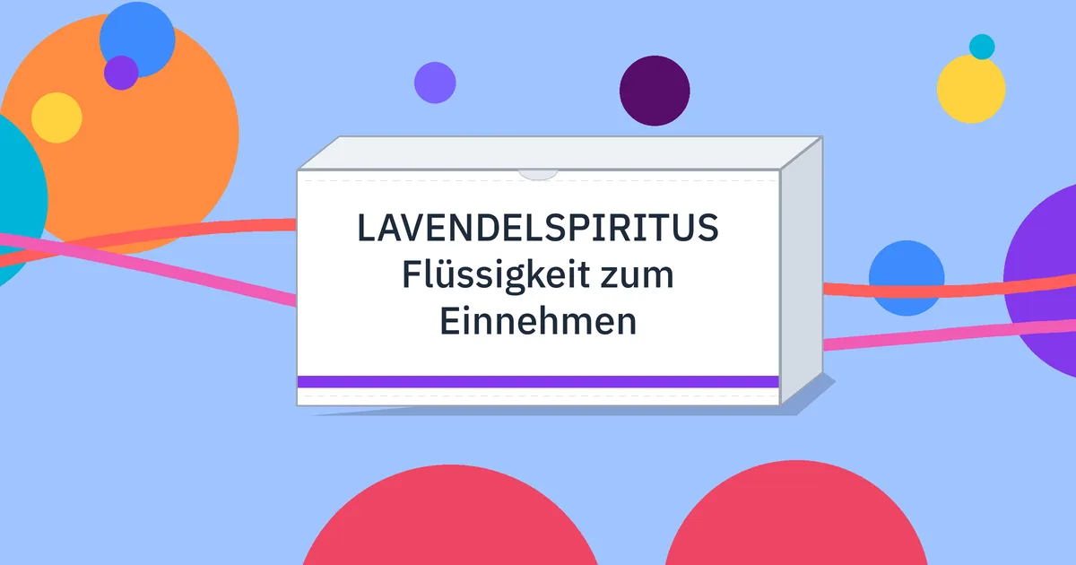 Symbolbild: Packung mit der Aufschrift LAVENDELSPIRITUS Flüssigkeit zum Einnehmen (PZN 15401377) – Verfügbarkeit und Bezug in Apotheken in Frankfurt am Main