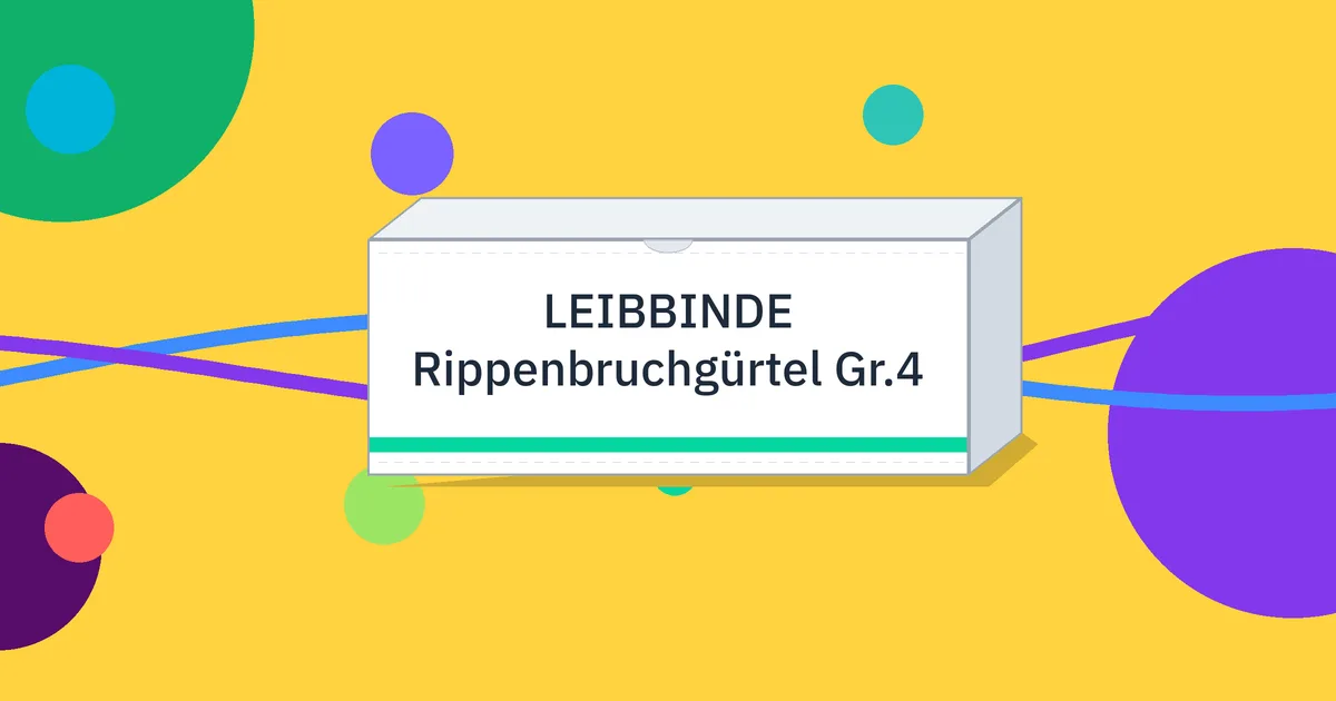 Symbolbild: Packung mit der Aufschrift LEIBBINDE Rippenbruchgürtel Gr.4 (PZN 01735689) – Verfügbarkeit und Bezug in Apotheken in Frankfurt am Main