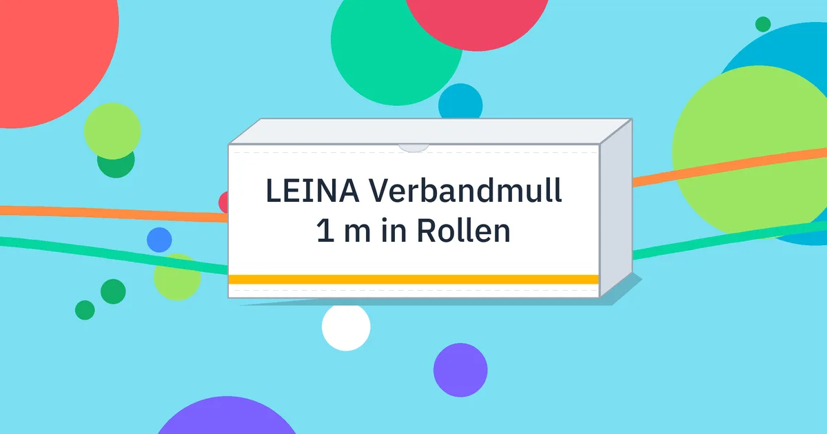 Symbolbild: Packung mit der Aufschrift LEINA Verbandmull 1 m in Rollen (PZN 08716815) – Verfügbarkeit und Bezug in Apotheken in Frankfurt am Main