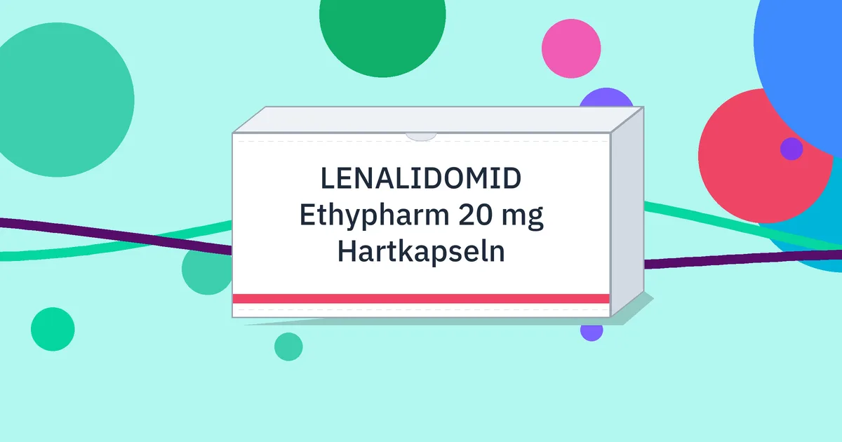 Symbolbild: Packung mit der Aufschrift LENALIDOMID Ethypharm 20 mg Hartkapseln (PZN 17629765) – Verfügbarkeit und Bezug in Apotheken in Frankfurt am Main