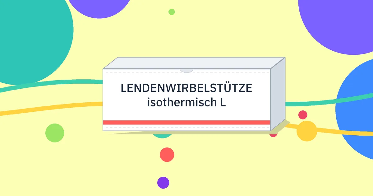Symbolbild: Packung mit der Aufschrift LENDENWIRBELSTÜTZE isothermisch L (PZN 19071126) – Verfügbarkeit und Bezug in Apotheken in Frankfurt am Main