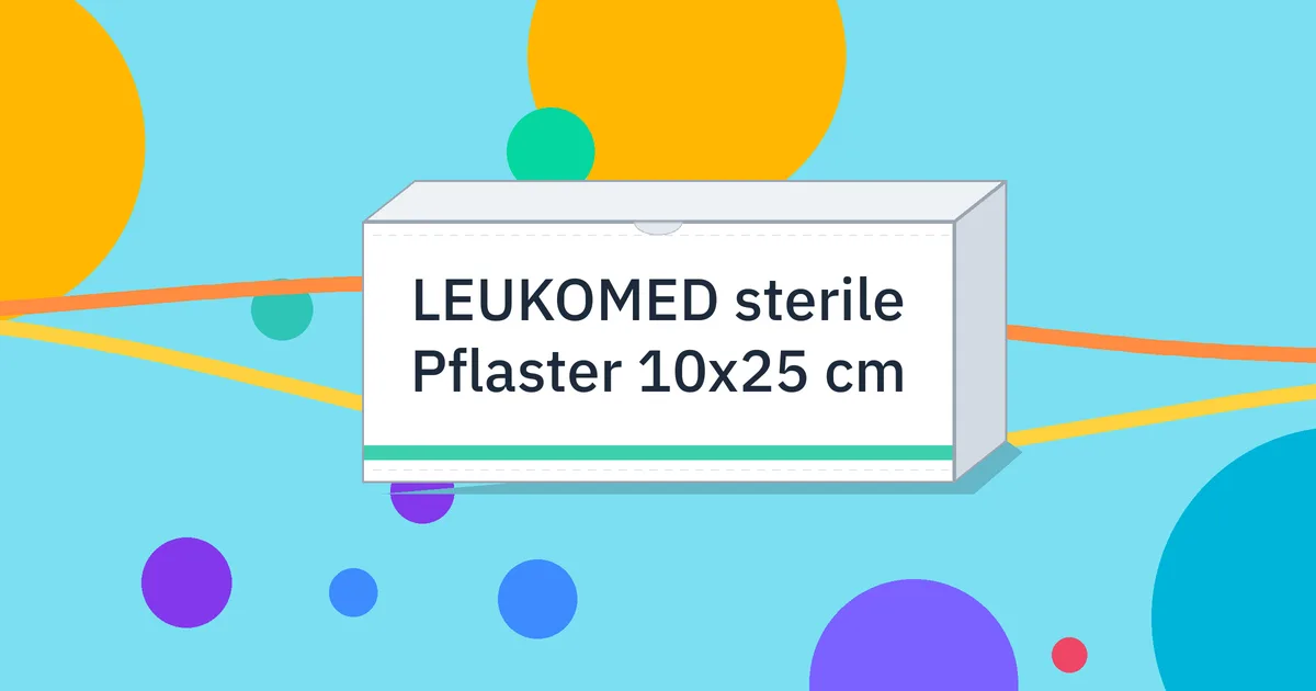 Symbolbild: Packung mit der Aufschrift LEUKOMED sterile Pflaster 10x25 cm (PZN 01050721) – Verfügbarkeit und Bezug in Apotheken in Frankfurt am Main
