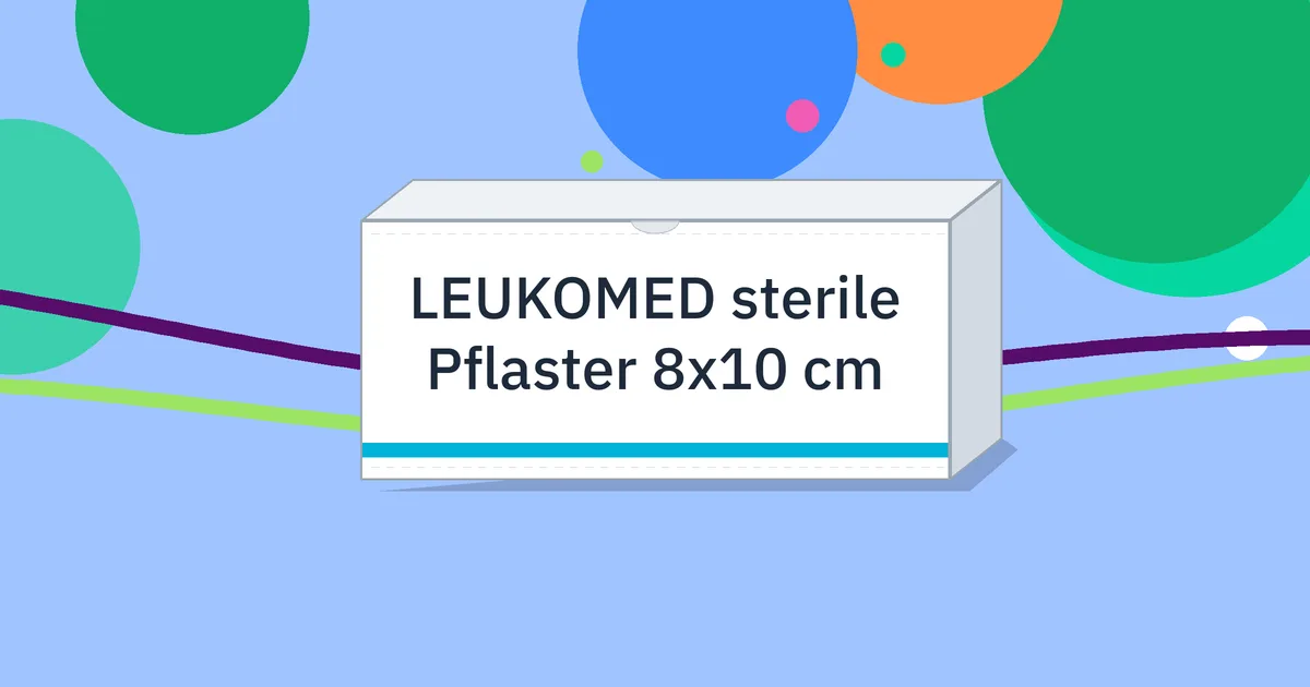 Symbolbild: Packung mit der Aufschrift LEUKOMED sterile Pflaster 8x10 cm (PZN 12411027) – Verfügbarkeit und Bezug in Apotheken in Frankfurt am Main