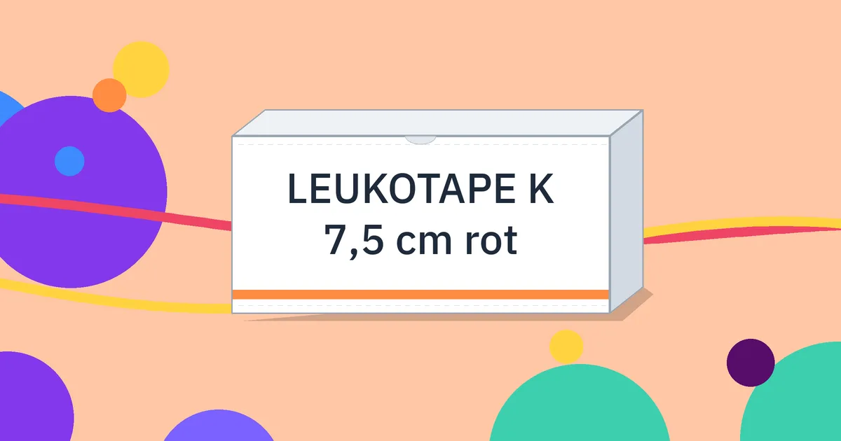 Symbolbild: Packung mit der Aufschrift LEUKOTAPE K 7,5 cm rot (PZN 01907400) – Verfügbarkeit und Bezug in Apotheken in Frankfurt am Main