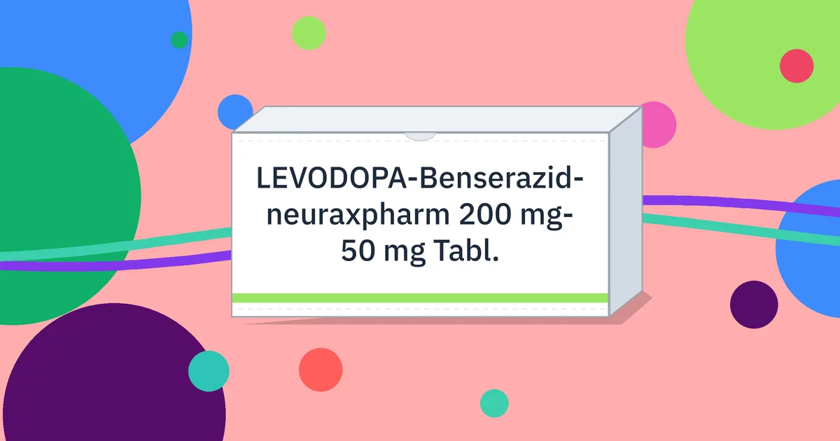 Symbolbild: Packung mit der Aufschrift LEVODOPA-Benserazid-neuraxpharm 200 mg-50 mg Tabl. (PZN 09467768) – Verfügbarkeit und Bezug in Apotheken in Frankfurt am Main