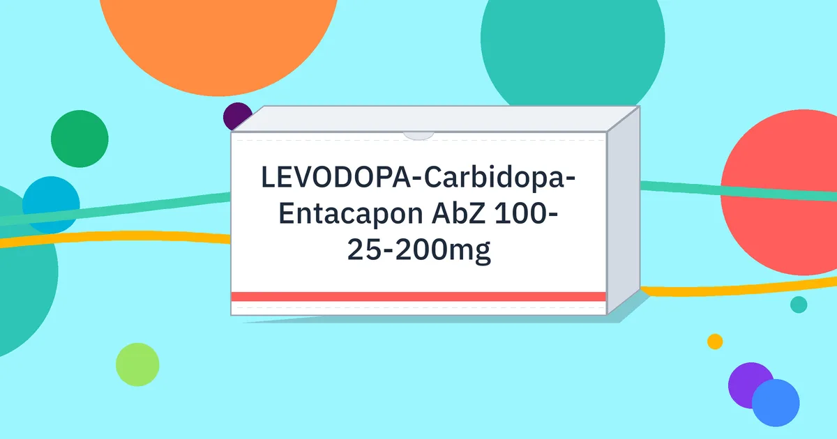 Symbolbild: Packung mit der Aufschrift LEVODOPA-Carbidopa-Entacapon AbZ 100-25-200mg (PZN 10712753) – Verfügbarkeit und Bezug in Apotheken in Frankfurt am Main