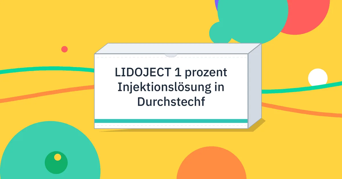 Symbolbild: Packung mit der Aufschrift LIDOJECT 1 prozent Injektionslösung in Durchstechf (PZN 06955243) – Verfügbarkeit und Bezug in Apotheken in Frankfurt am Main