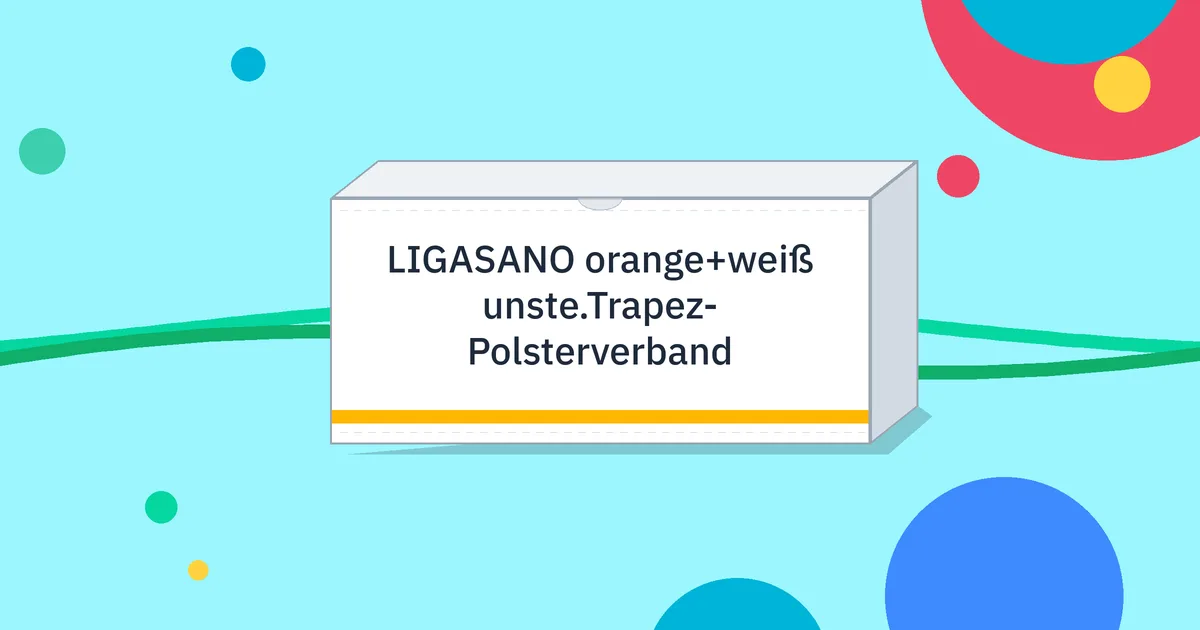 Symbolbild: Packung mit der Aufschrift LIGASANO orange+weiß unste.Trapez-Polsterverband (PZN 20171577) – Verfügbarkeit und Bezug in Apotheken in Frankfurt am Main