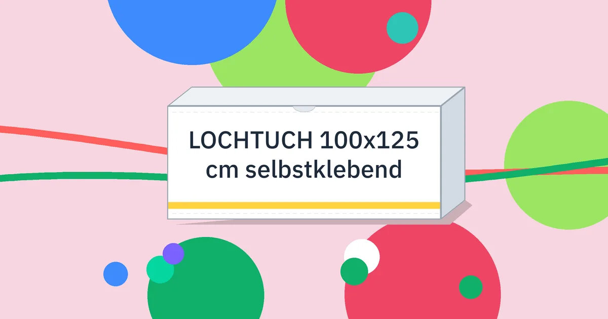 Symbolbild: Packung mit der Aufschrift LOCHTUCH 100x125 cm selbstklebend (PZN 04702851) – Verfügbarkeit und Bezug in Apotheken in Frankfurt am Main